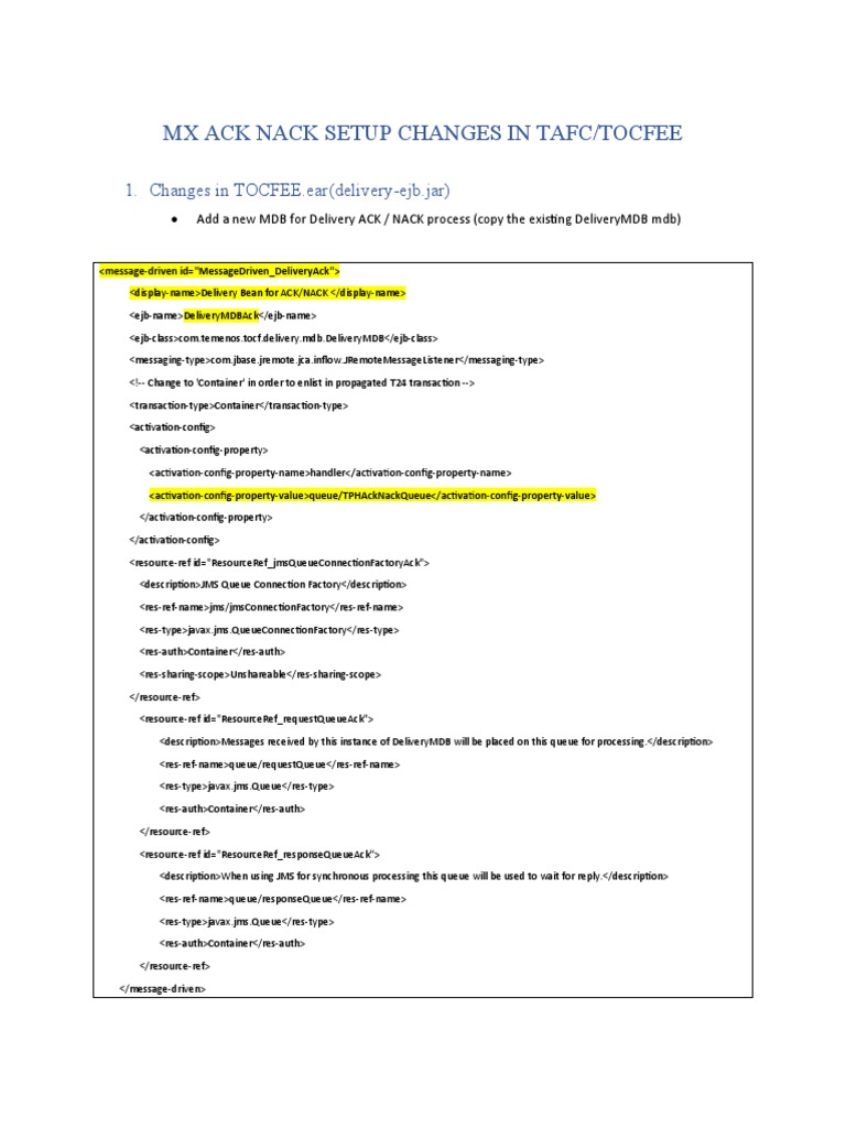 Mx Ack Nack Setup On Tafc Tocfee V 1 1 Pdf Software Design Computer Programming