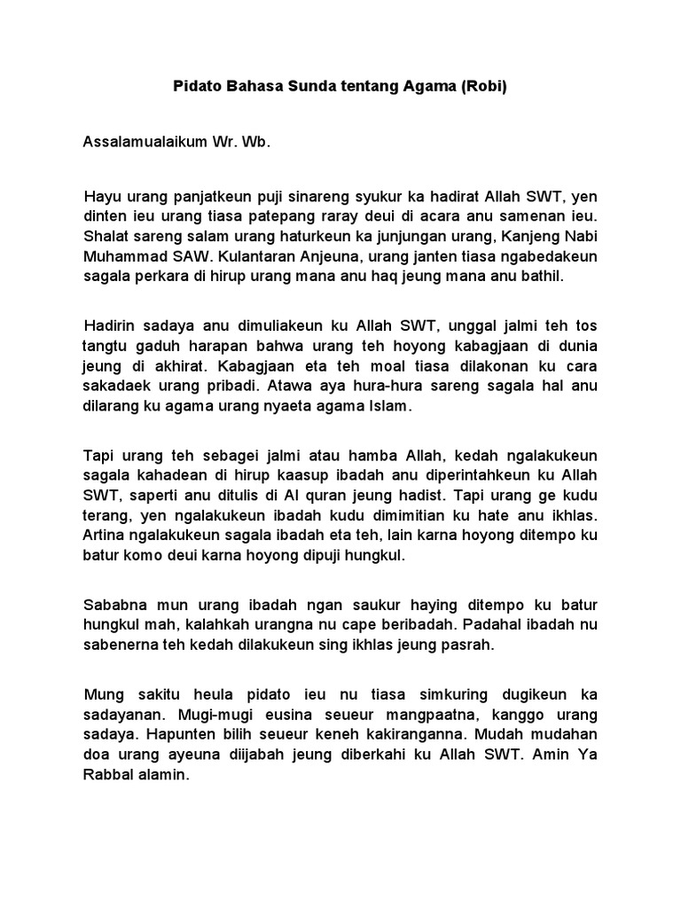 Pidato Bahasa Sunda Tentang Agama | PDF