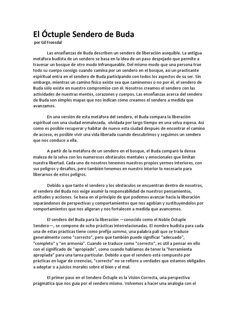 El Octuple Sendero de Buddha ESp | PDF | Noble Óctuple Sendero