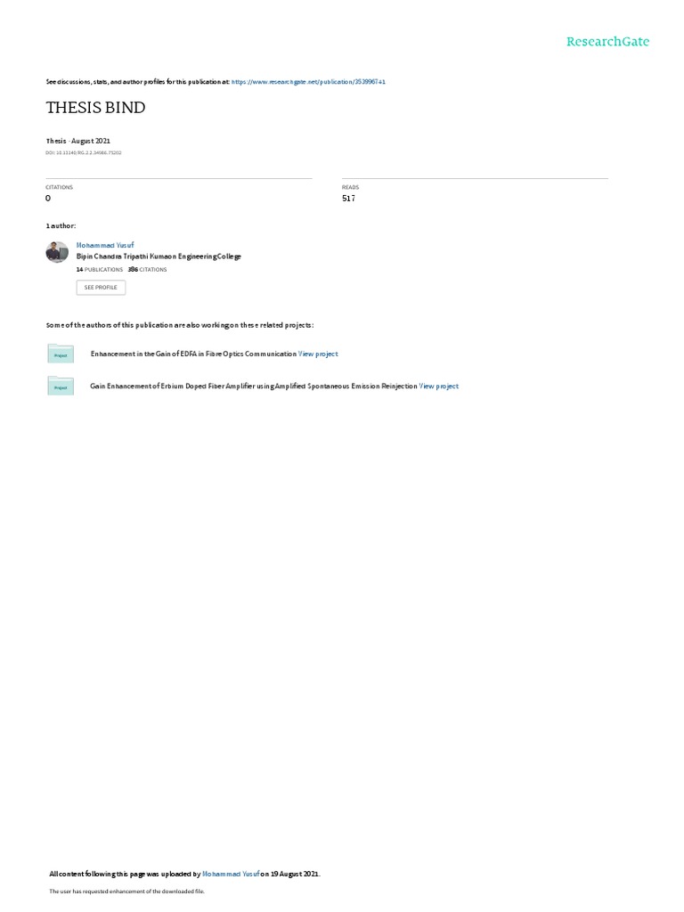 Thesis Bind | PDF | Wavelength Division Multiplexing | Multiplexing