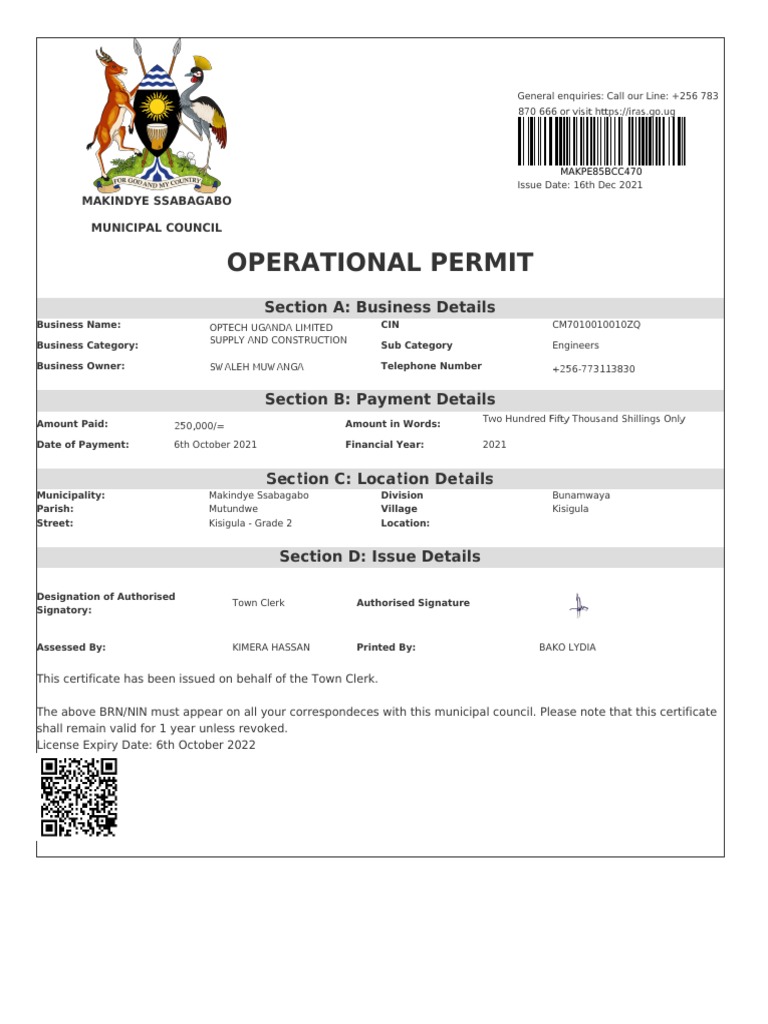 Trading Licence Skean | PDF