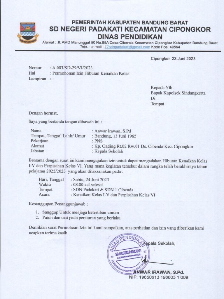 Surat Izin Kapolsek | PDF