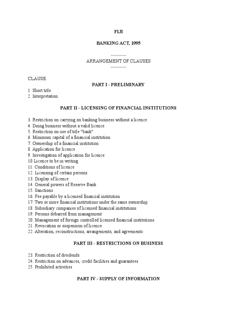 Banking Act 1995 | PDF | Banks | Line Of Credit