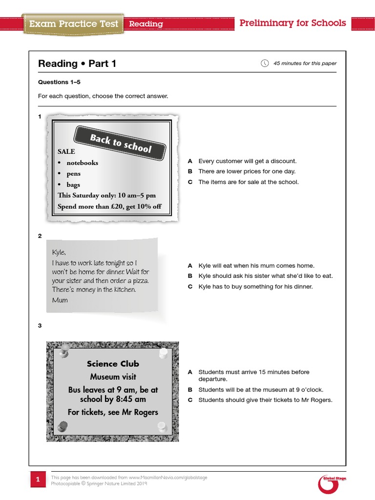 Preliminary Schools Reading Test | PDF | Filmmaking | Books