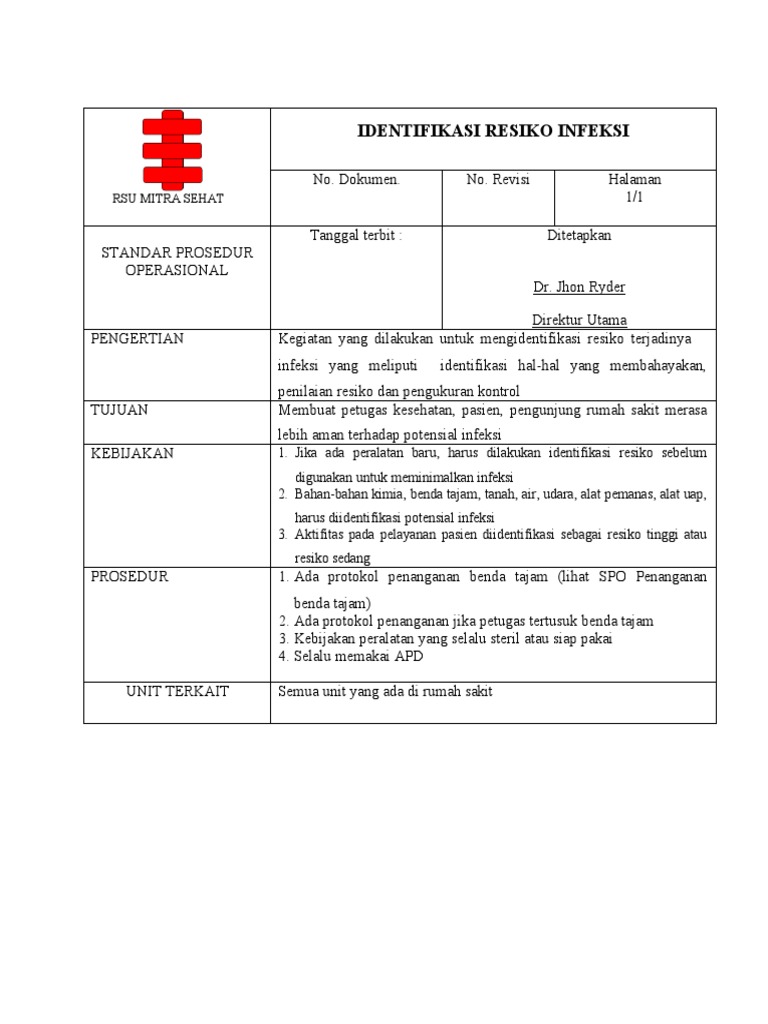 Sop Identifikasi Resiko Infeksi | PDF