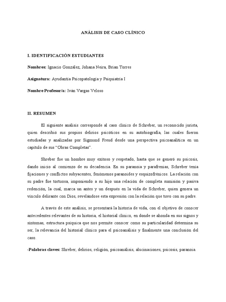Análisis del caso Schreber | PDF | Engaño | Esquizofrenia