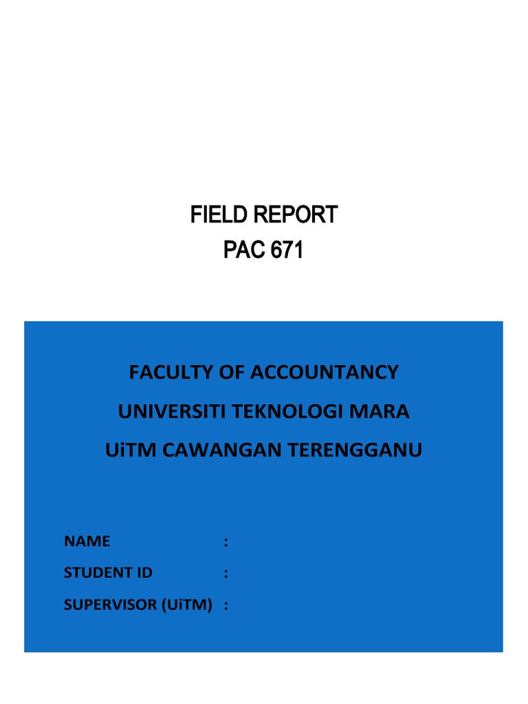 Field Report Pac671 Template (New) - Cover Page - Toc | PDF