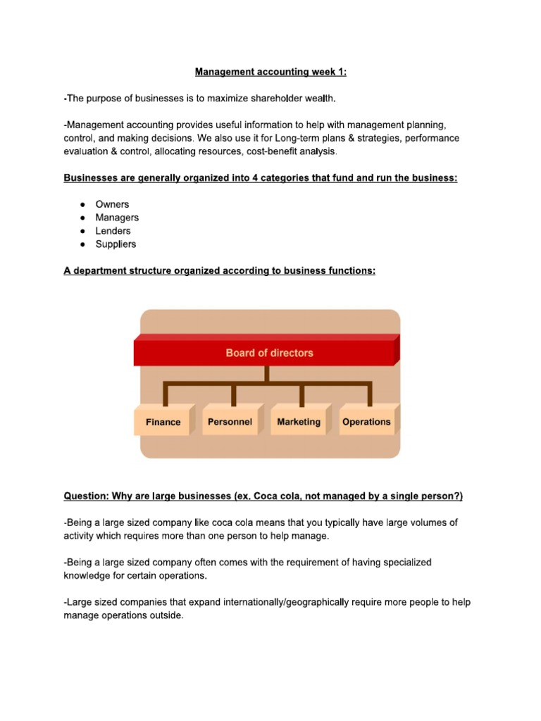 Week 1 - Management Accounting | PDF