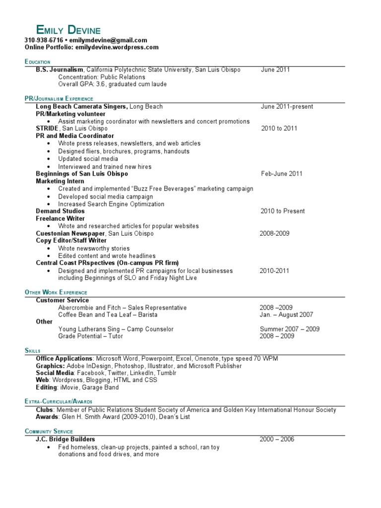 PR & Journalism Professional Profile | PDF