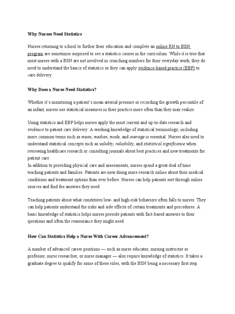 Why Nurses Need Statistics | PDF | Sampling (Statistics) | Methodology