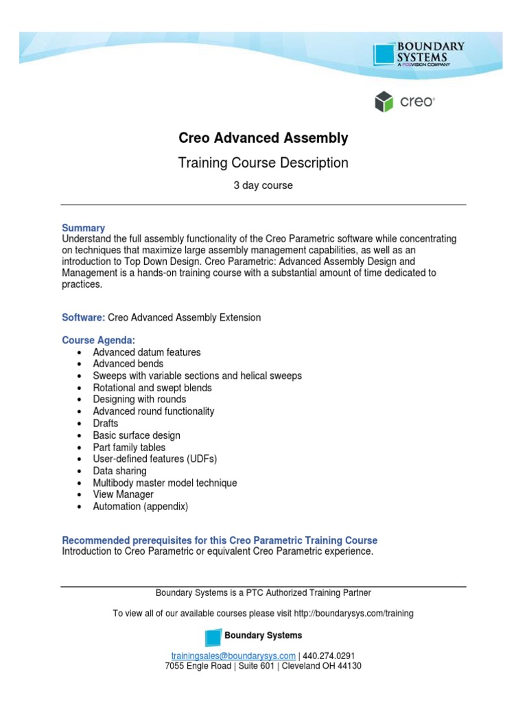Creo Advanced Assembly Training Course | PDF