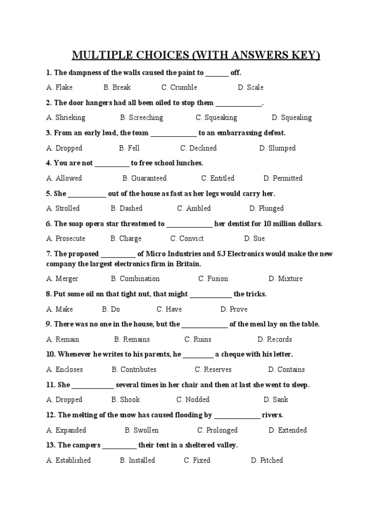 Multiple Choices | PDF
