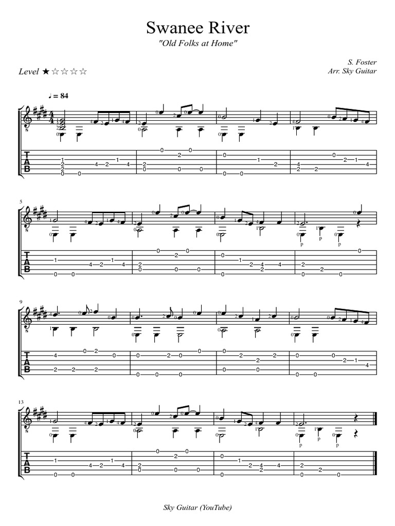 Swanee River (Sky Guitar #130) L1 (TAB) | PDF