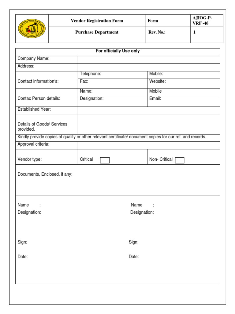 46 - Supplier Registration Form | PDF
