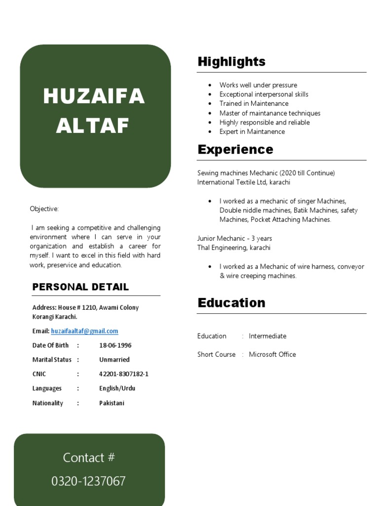 Huzaifa Altaf: Highlights | PDF