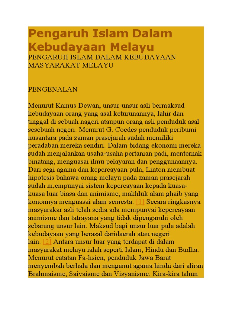 Pengaruh Islam dalam Kebudayaan Melayu | PDF