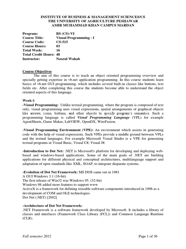 Visual Programing1 Notes V2 Pdf C Sharp Programming Language Class Computer Programming 2787