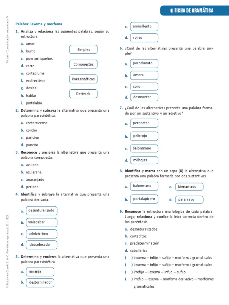 FA Palabra Lexema y Morfema | Descargar gratis PDF | Palabra | Sustantivo