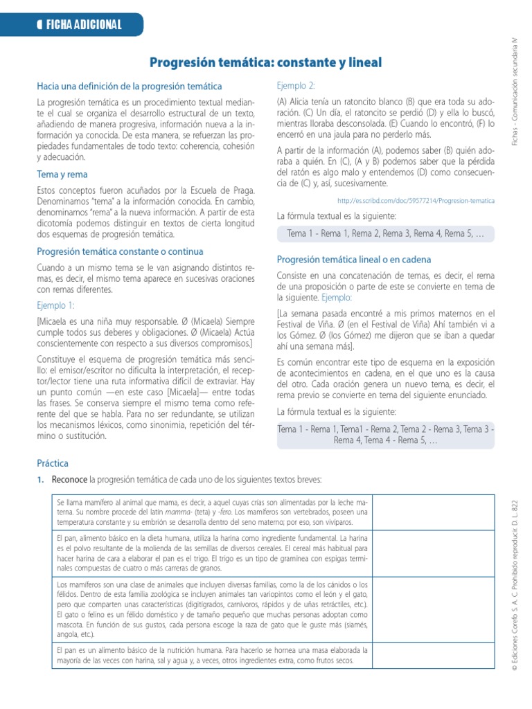 Progresión Temática en Textos | PDF | Tigre | Panes