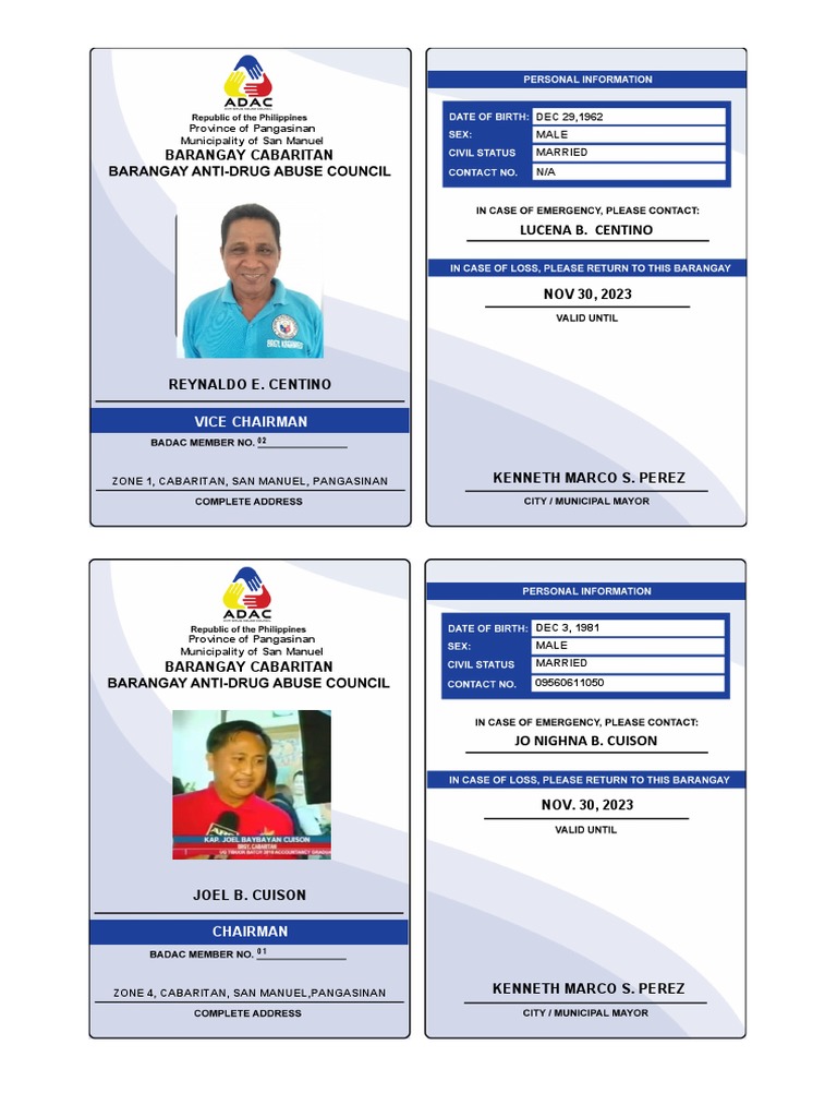 BADAC TEMPLATE Identification Card Template | PDF