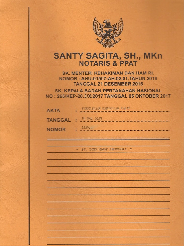 Scan Akte PT XMGC Group Indonesia | PDF