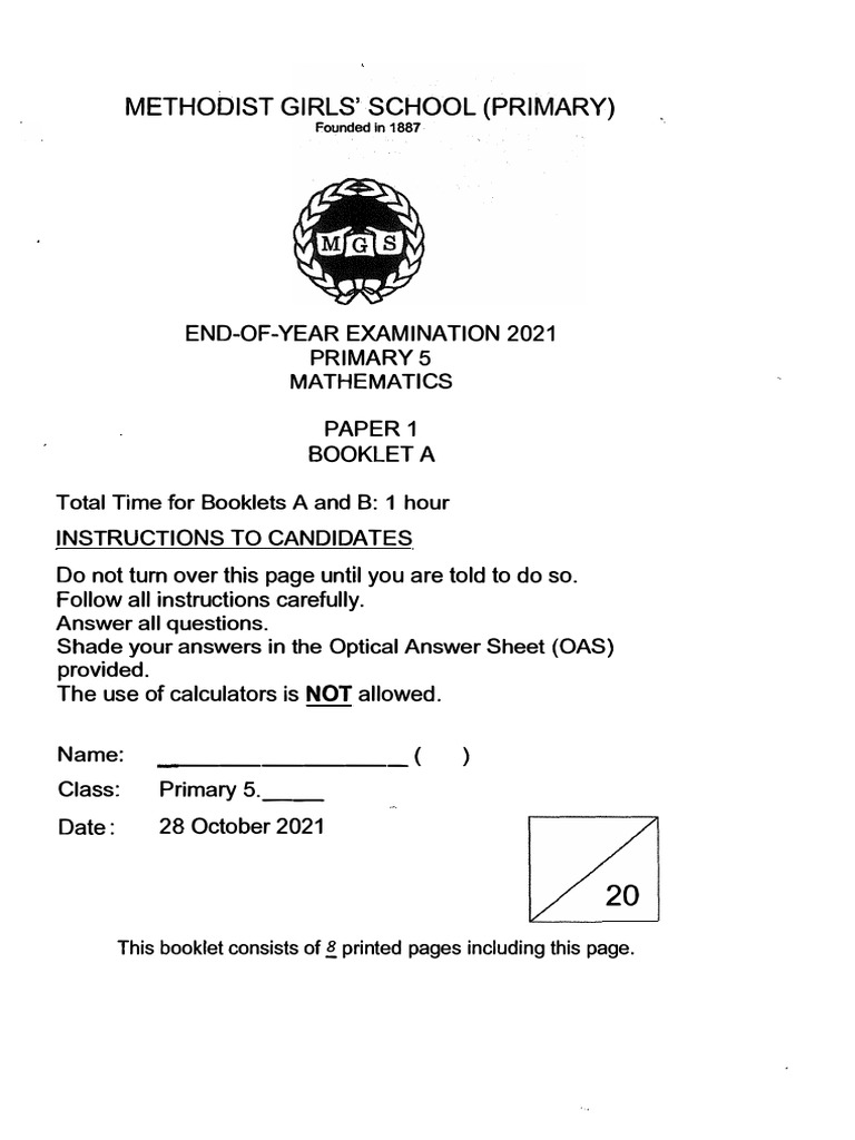 P5 Maths MGS 2021 SA2 Exam Papers | PDF