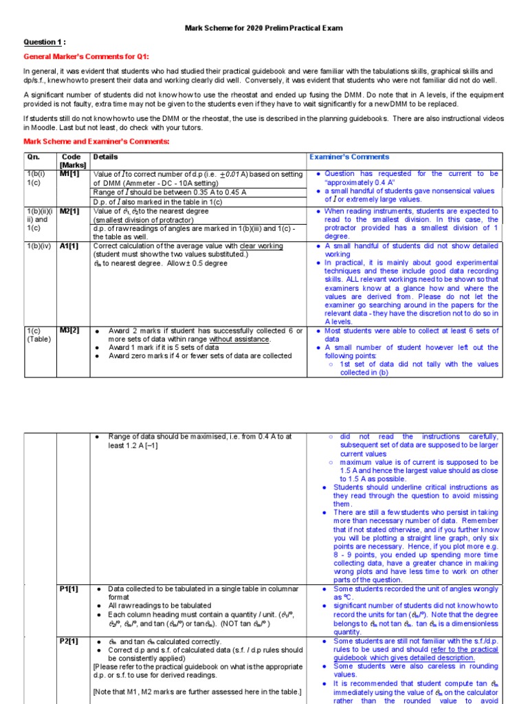 2020 HCI Prelim H2 Physics 9749 P4 Soln | PDF | Compass | Significant Figures