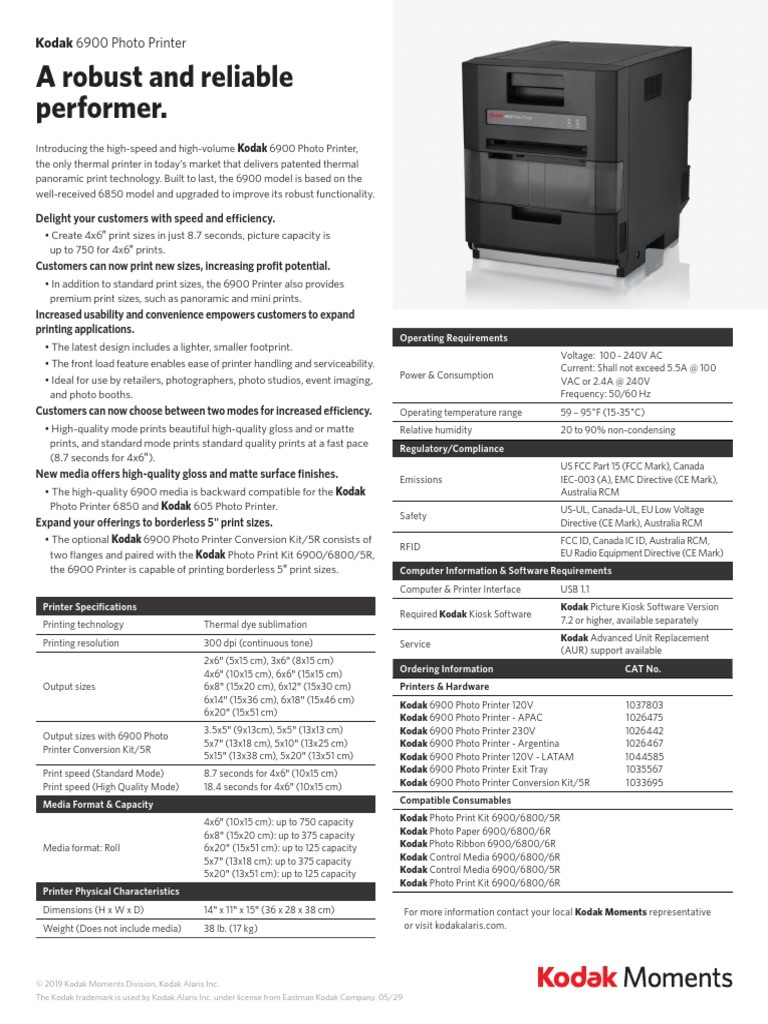 KODAK6900PhotoPrinter LTR LR | PDF | Printer (Computing) | Computer Engineering