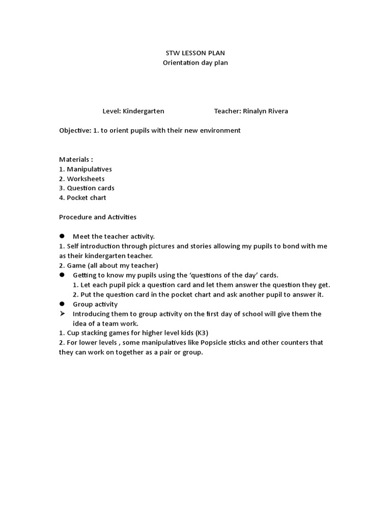 STW Lesson Plan | PDF