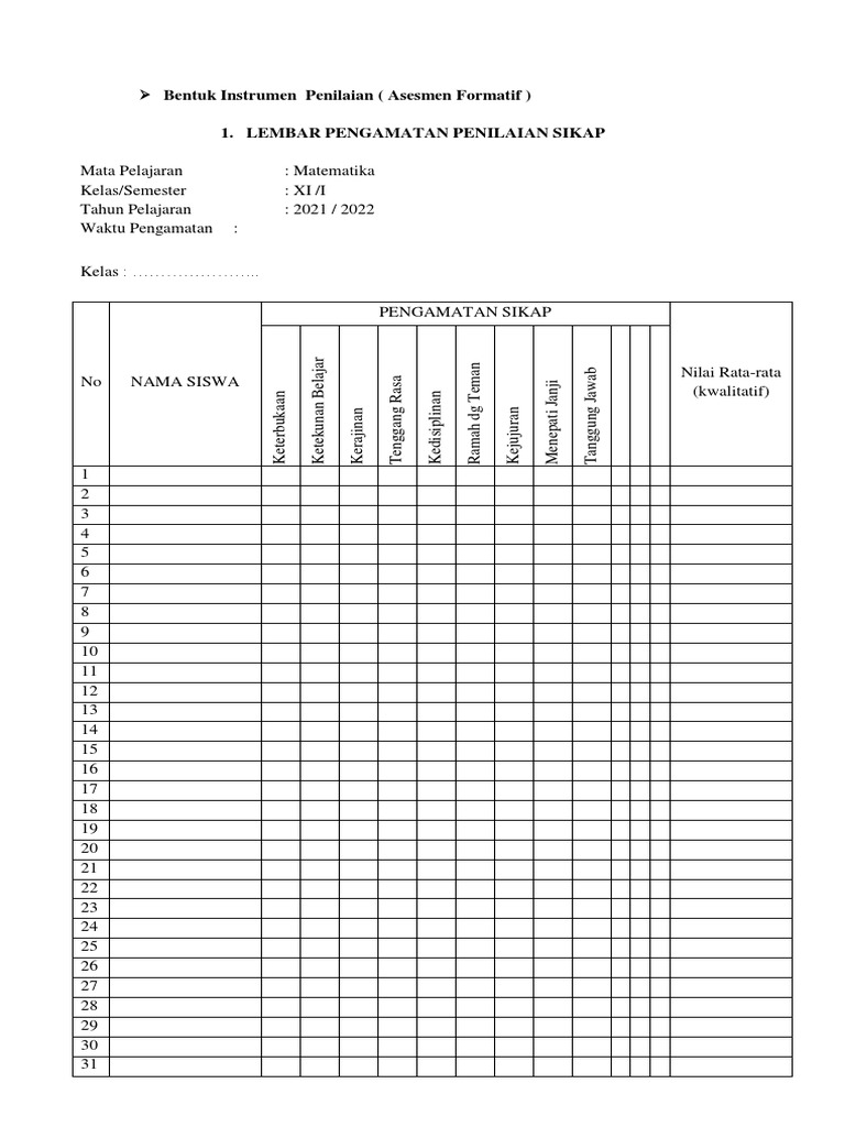 Instrumen Asesmen Formatif | PDF