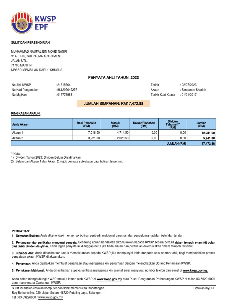 KWSP Statement | PDF