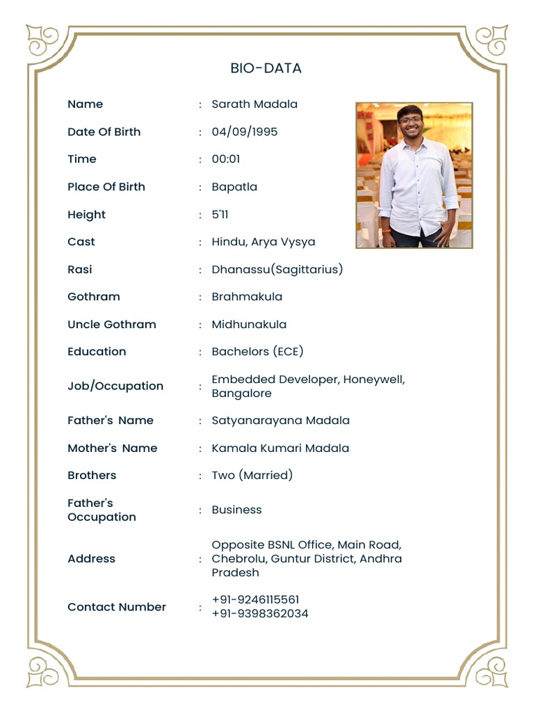 Sarath Madala Bio-Data | PDF