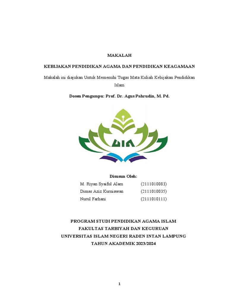 Makalah Kel 10 Kebijakan Pendidikan Islam-1 | PDF