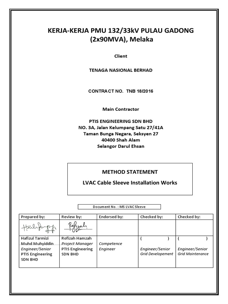 LVAC Cable Sleeve Installation Method | PDF | High Voltage | Personal ...