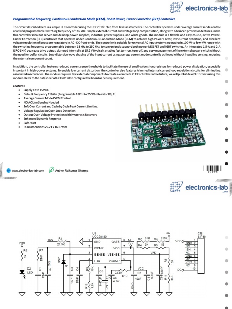 Programmable Frequency Continuous Conduction Mode CCM Boost Power Factor Correction PFC ...
