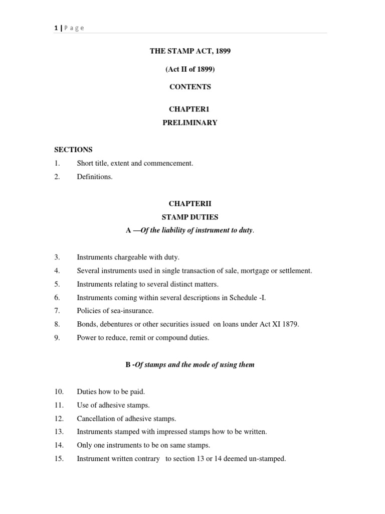 Stamp Act 1899 Overview and Provisions | PDF | Negotiable Instrument ...