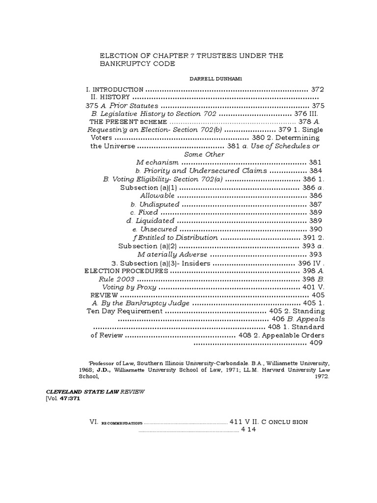 Chapter 7 Bankruptcy Trustee Elections | PDF | Chapter 11 | Bankruptcy ...