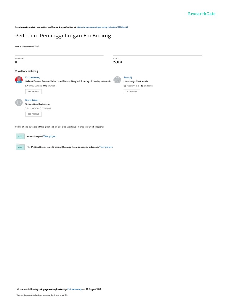 Pedoman Penanggulangan Flu Burung | PDF | Sains & Matematika