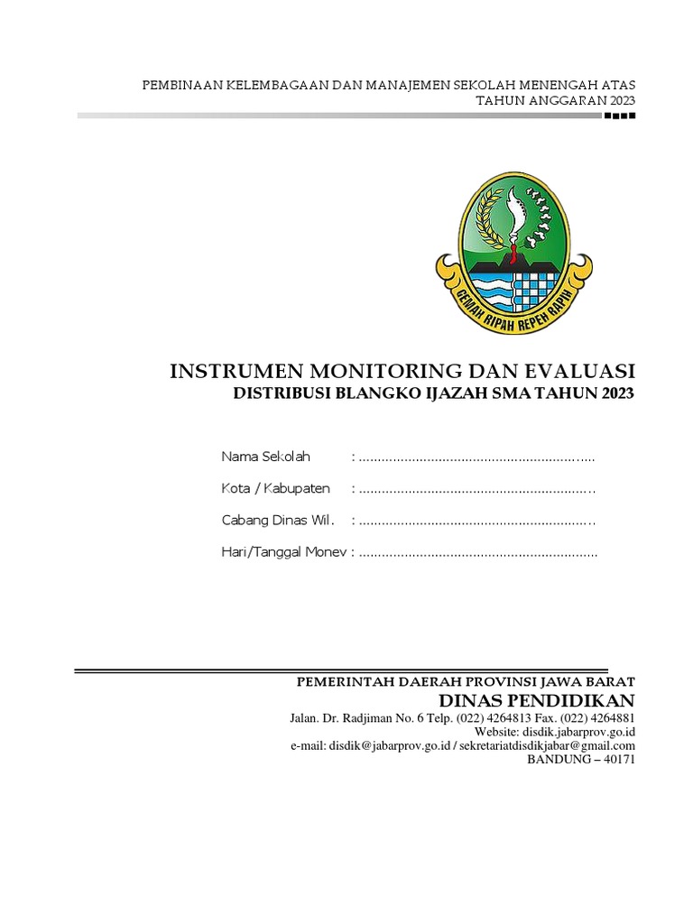 Instrumen Monev Ijazah SMA Tahun Pelajaran 2022'2023 | PDF