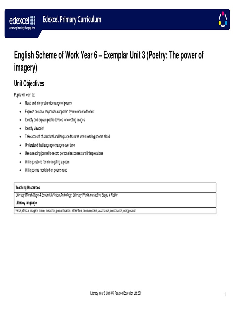 English Unit Plan Year6 PYP English | PDF | Poetry