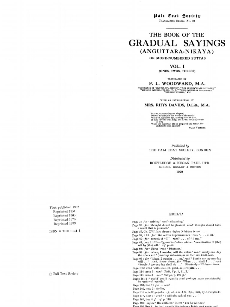 PTS Gradual Sayings I | PDF