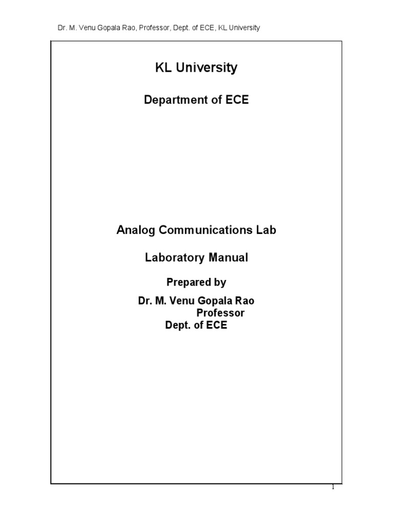 Analog Communications Lab Laboratory Man | PDF | Frequency Modulation ...