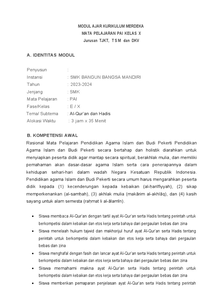 Contoh Modul Ajar | PDF