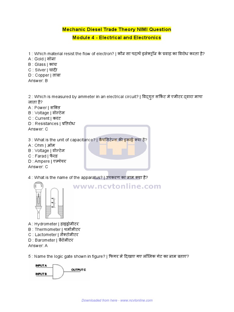 Module 4 - Electrical and Electronics | PDF