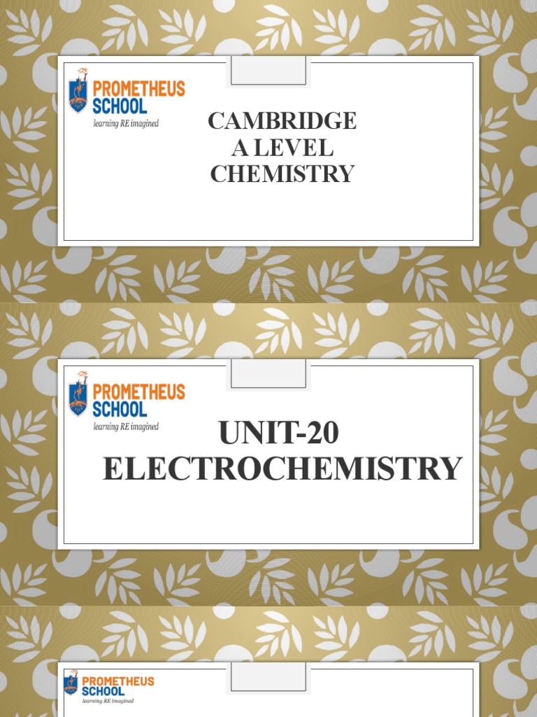 A LEVEL - UNIT-20 Electrochemistry | PDF | Electrochemistry | Redox