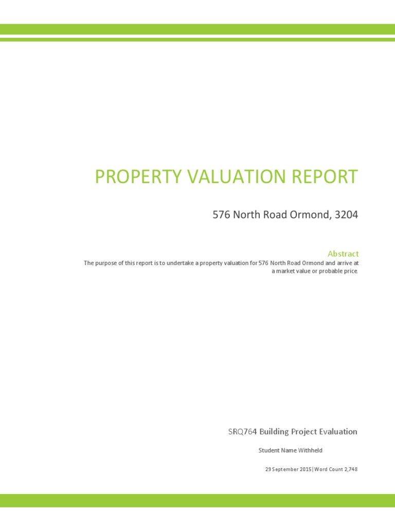 Property Valuation Report | PDF | Real Estate Appraisal | Valuation ...