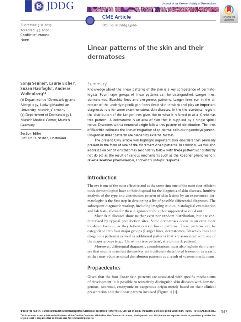Linear Patterns of The Skin and Their Dermatoses | PDF | Psoriasis ...