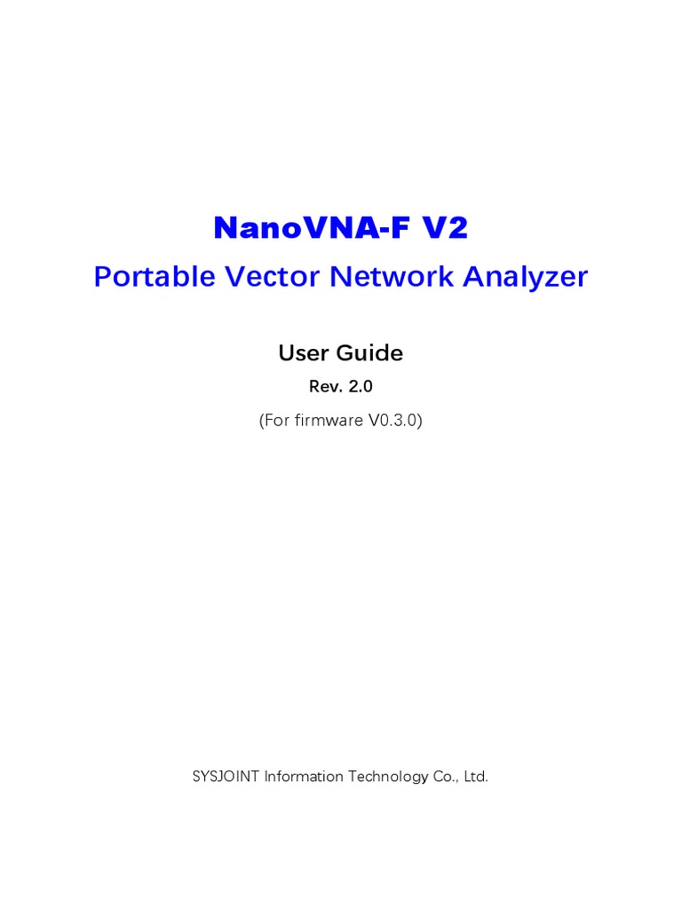 NanoVNA-F V2 Portable Vector Network Analyzer User Guide V2.0 | PDF | Command Line Interface ...