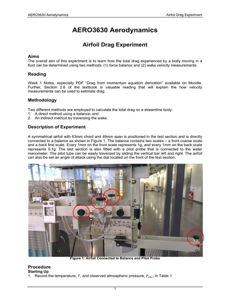 Airfoil Drag Experiment - 2022 | PDF | Airfoil | Pressure Measurement