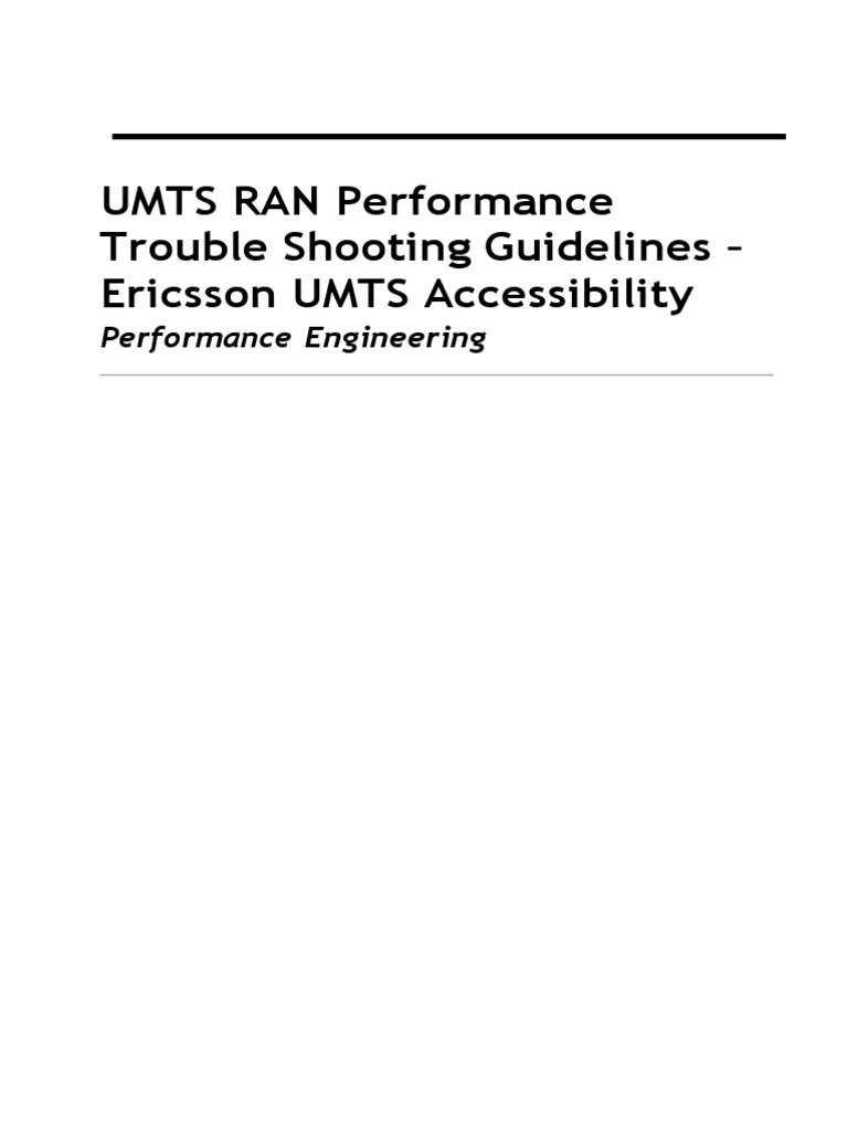 PDF Umts Performance Trouble Shooting and Optimization Guidelines Ericsson Accessibility | PDF ...